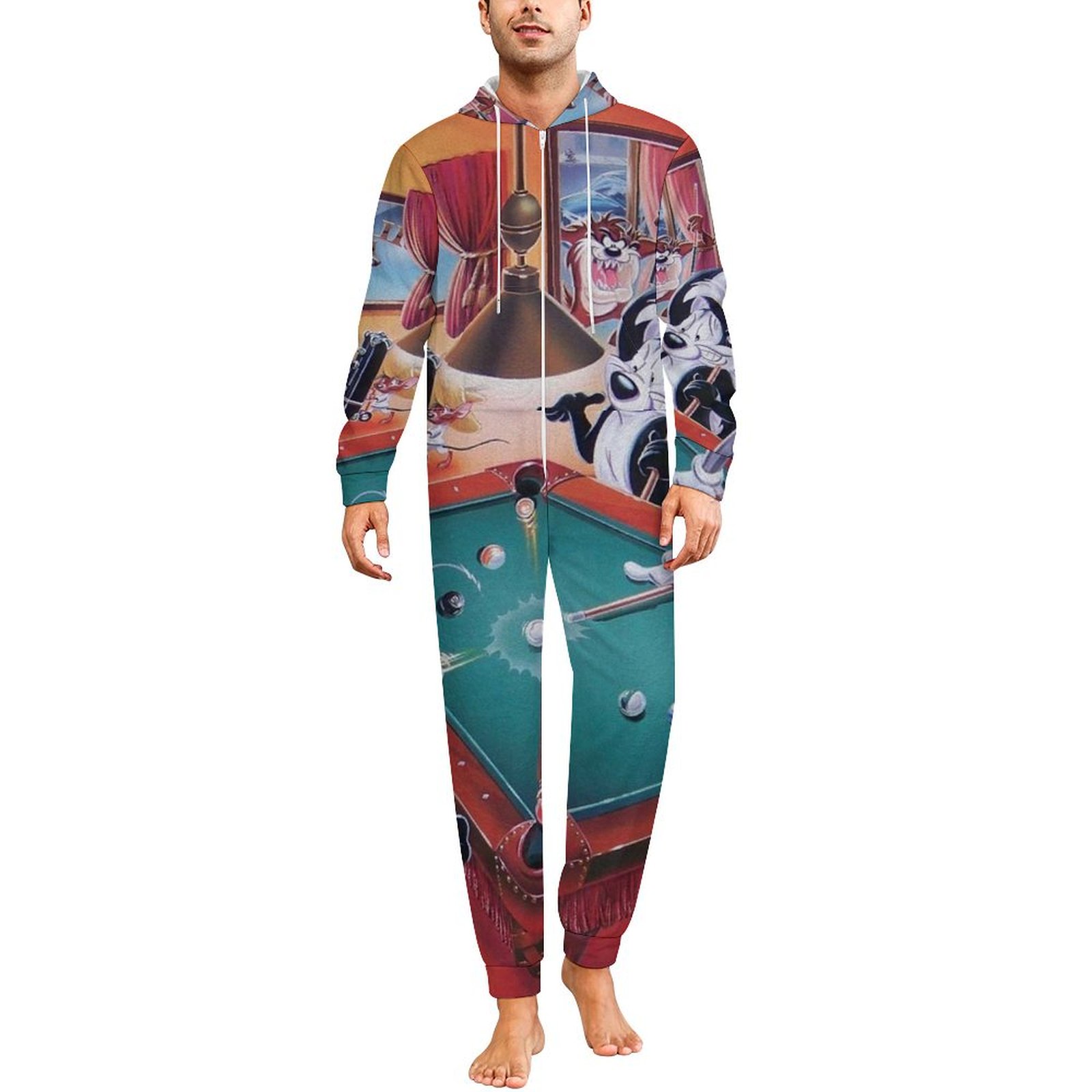 Looney Tunes Cartoons Unisex Onesie Pajamas Zipper Jumpsuit Hooded One ...
