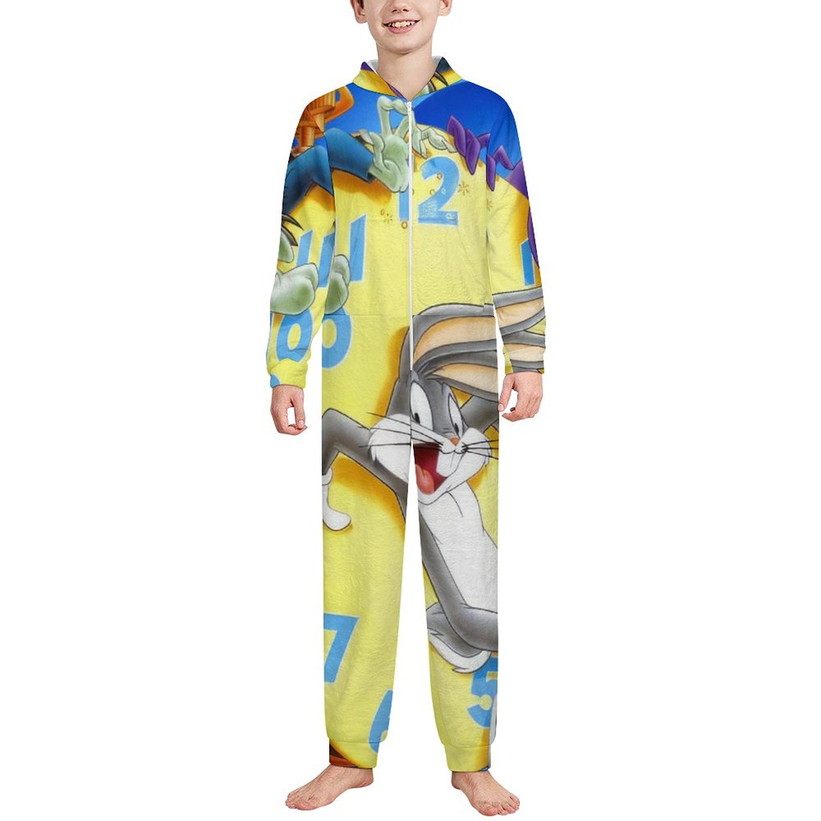 Looney Tunes Cartoons Unisex Onesie Pajamas Zipper Jumpsuit Hooded One ...