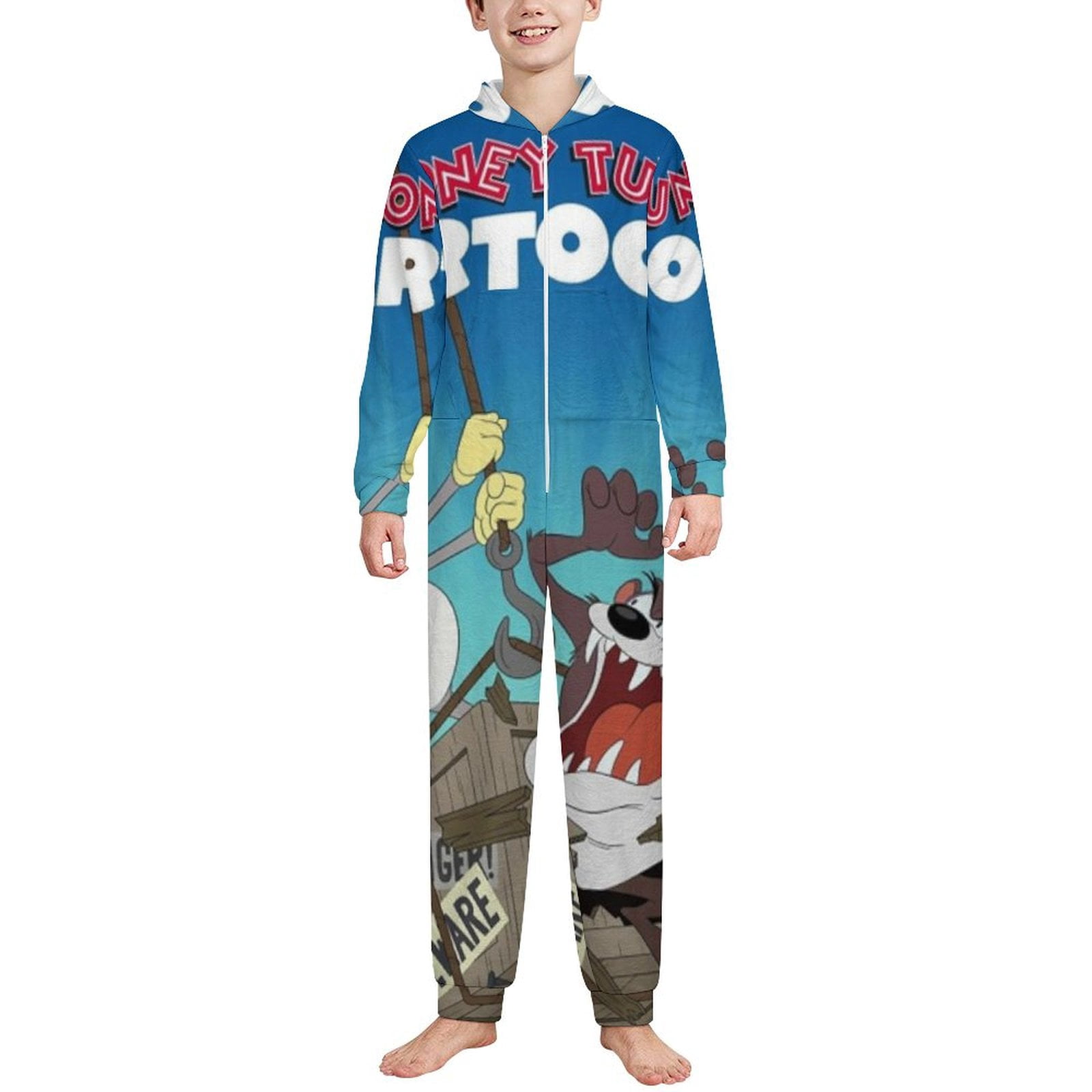 Looney Tunes Cartoons Unisex Onesie Pajamas Zipper Jumpsuit Hooded One ...