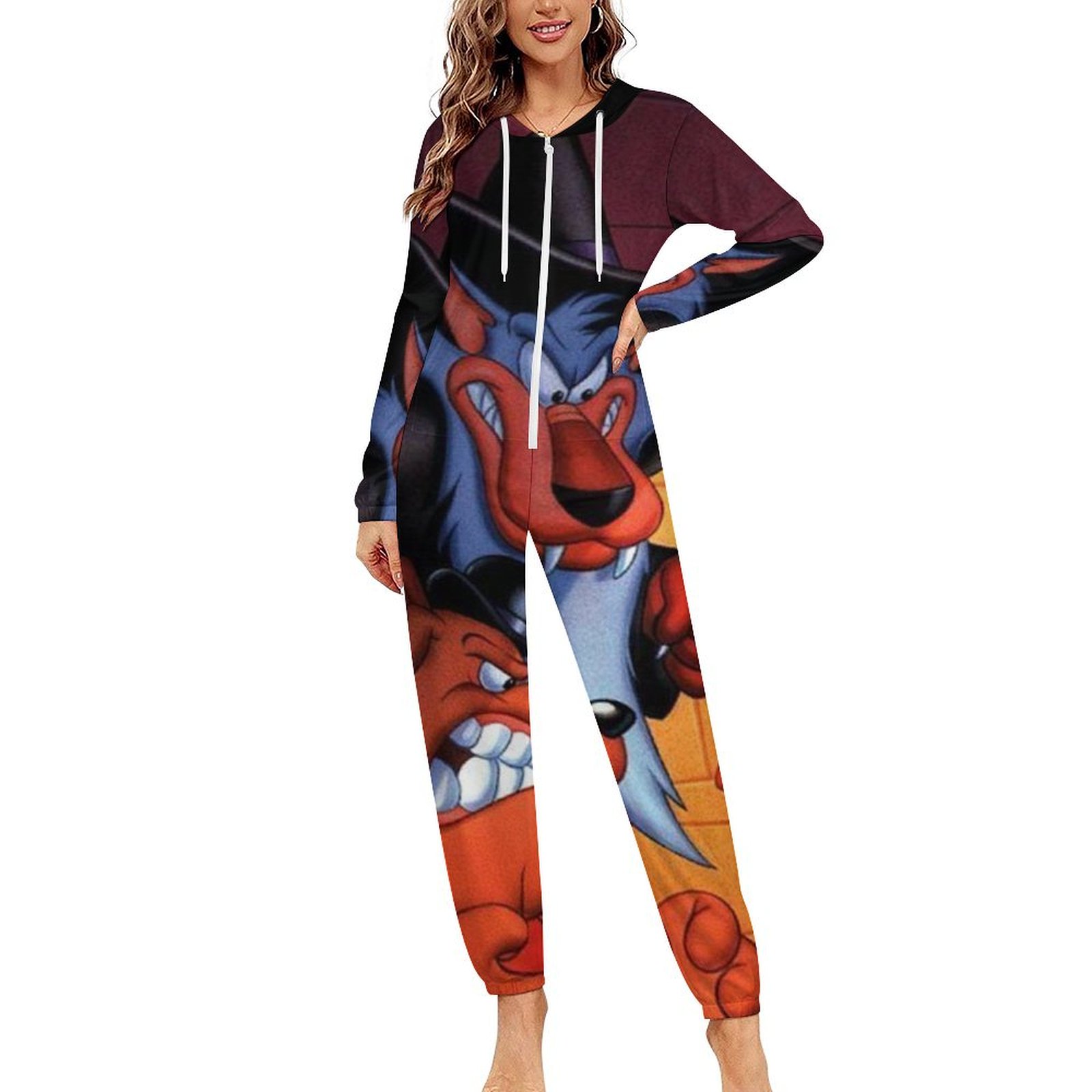 Looney Tunes Cartoons Unisex Onesie Pajamas Zipper Jumpsuit Hooded One ...