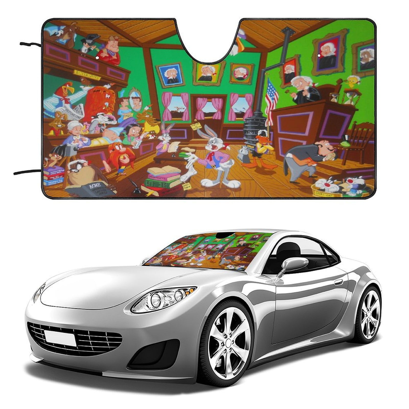 Looney Tunes Cartoons Windshield Sun Shade, Front Foldable Windshield ...
