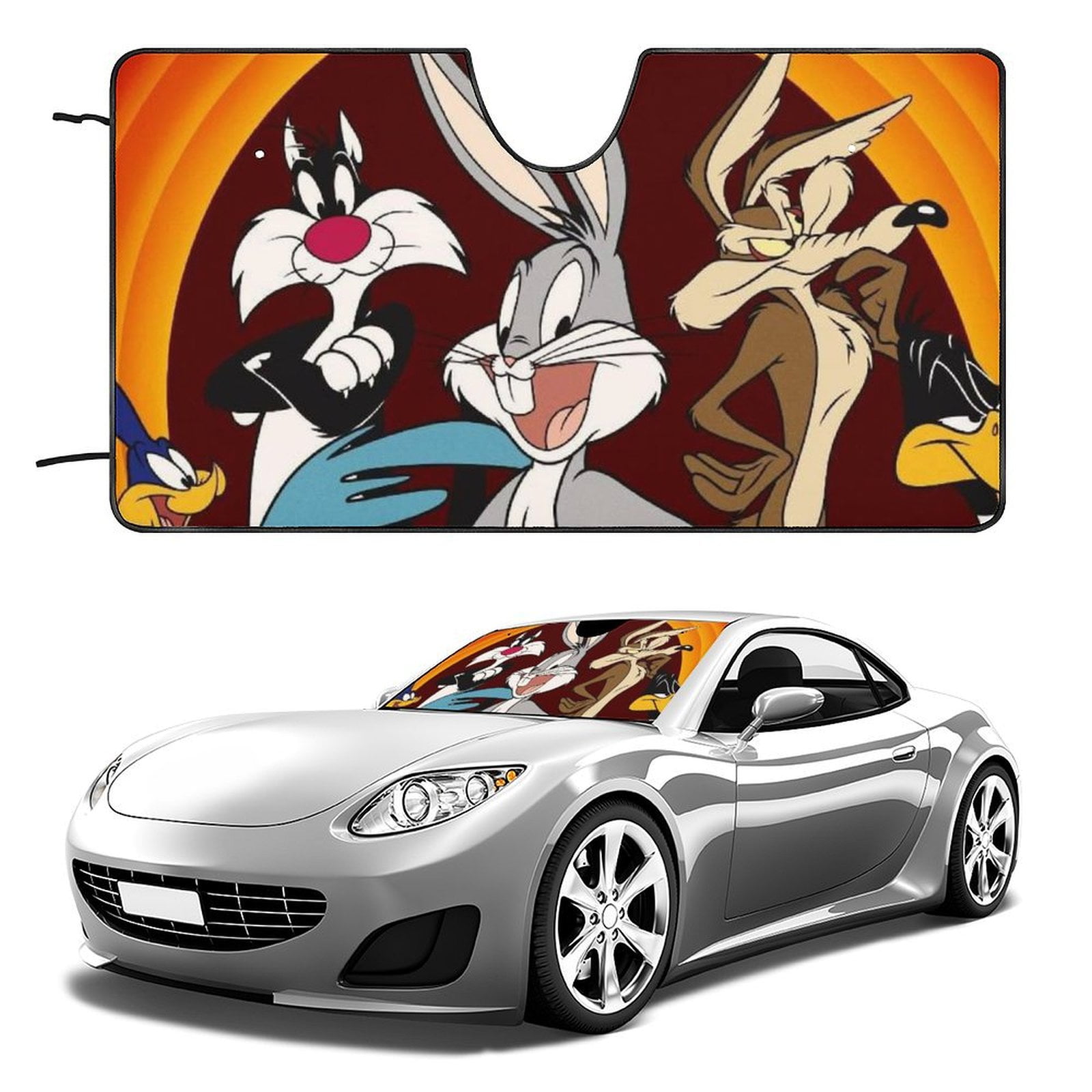 Looney Tunes Cartoons Windshield Sun Shade, Front Foldable Windshield ...