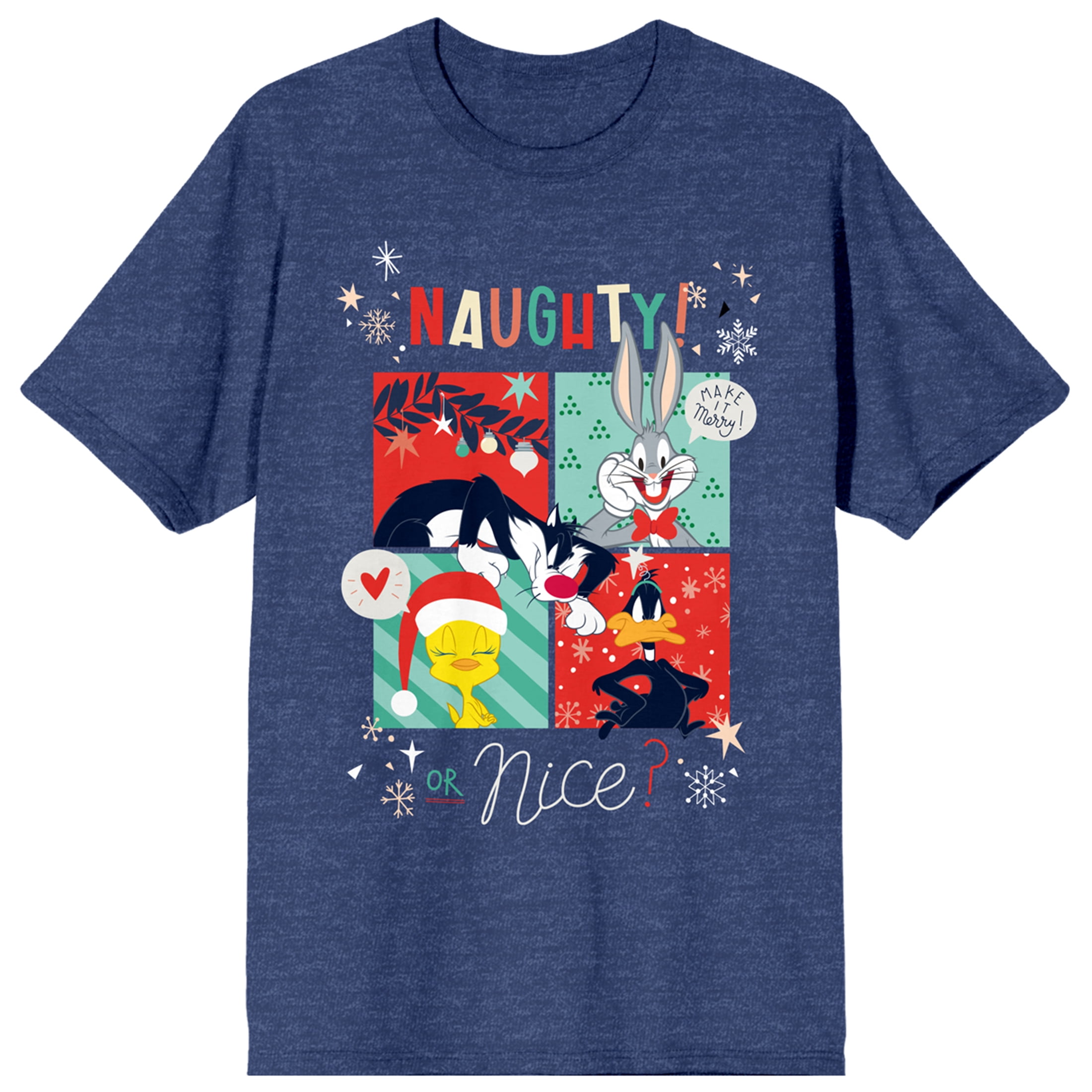 Looney Tunes Characters Naughty or Nice Women's Navy Heather Graphic ...