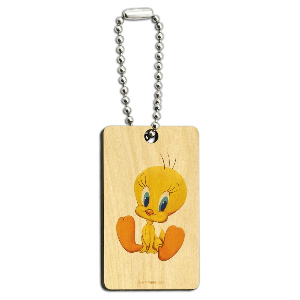 Looney Tunes Cute Tweety Wood Wooden Rectangle Keychain Key Ring ...