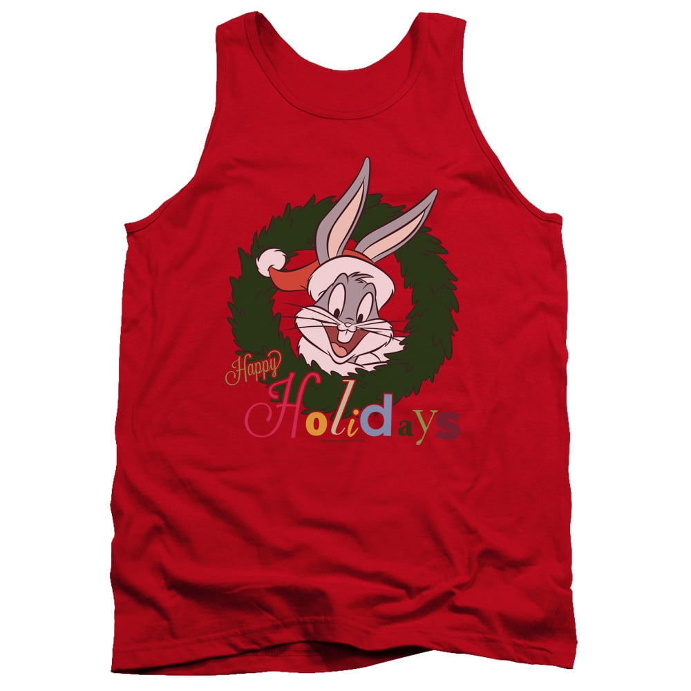 Looney Tunes Holiday Bunny Adult Tank Top Red - Walmart.com