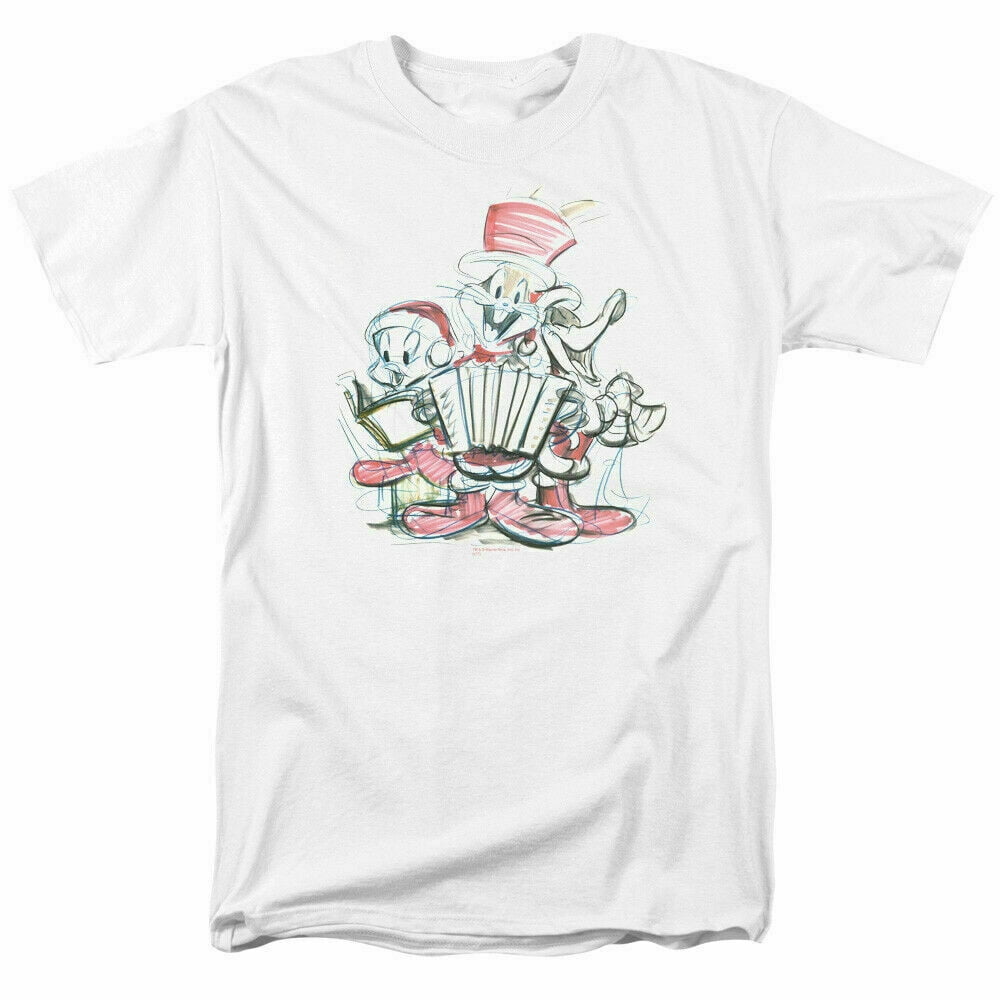 Looney Tunes Holiday Sketch T Shirt Mens Licensed Cartoon Merch Bugs ...