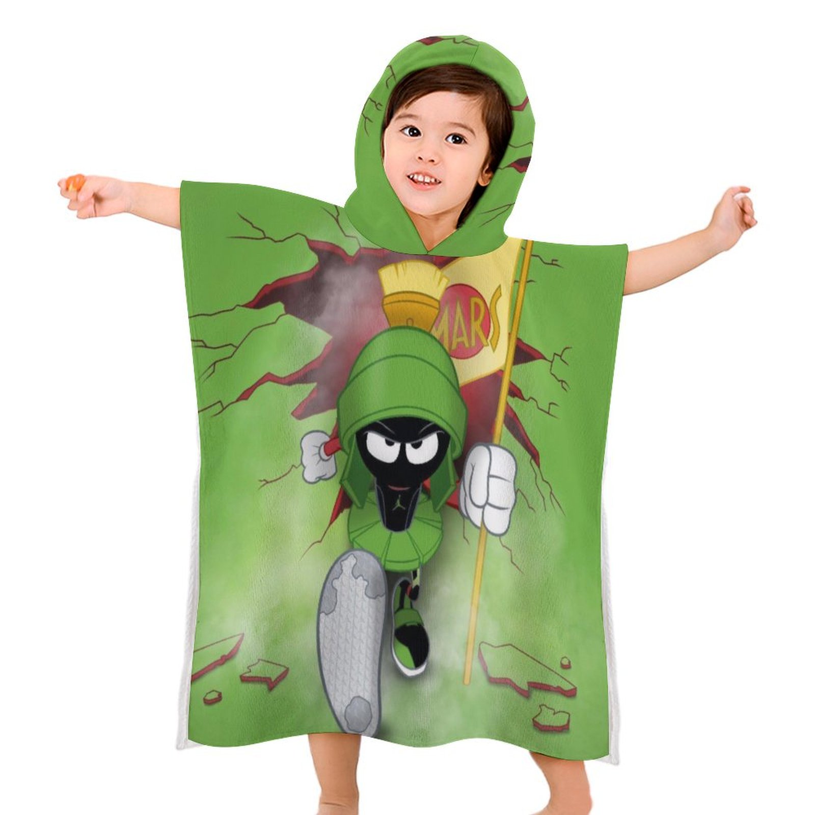 Looney Tunes Marvin The Martian Hooded Kids Beach Towels - Toddler Bath ...