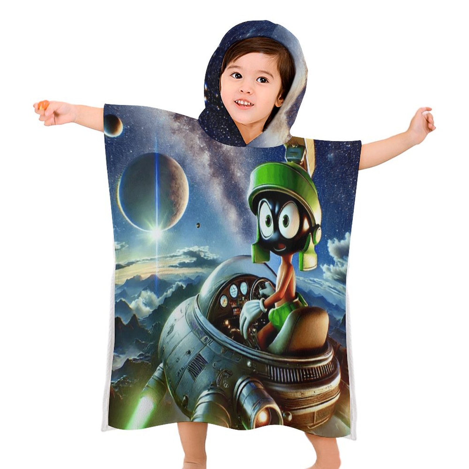 Looney Tunes Marvin The Martian Hooded Kids Beach Towels - Toddler Bath ...