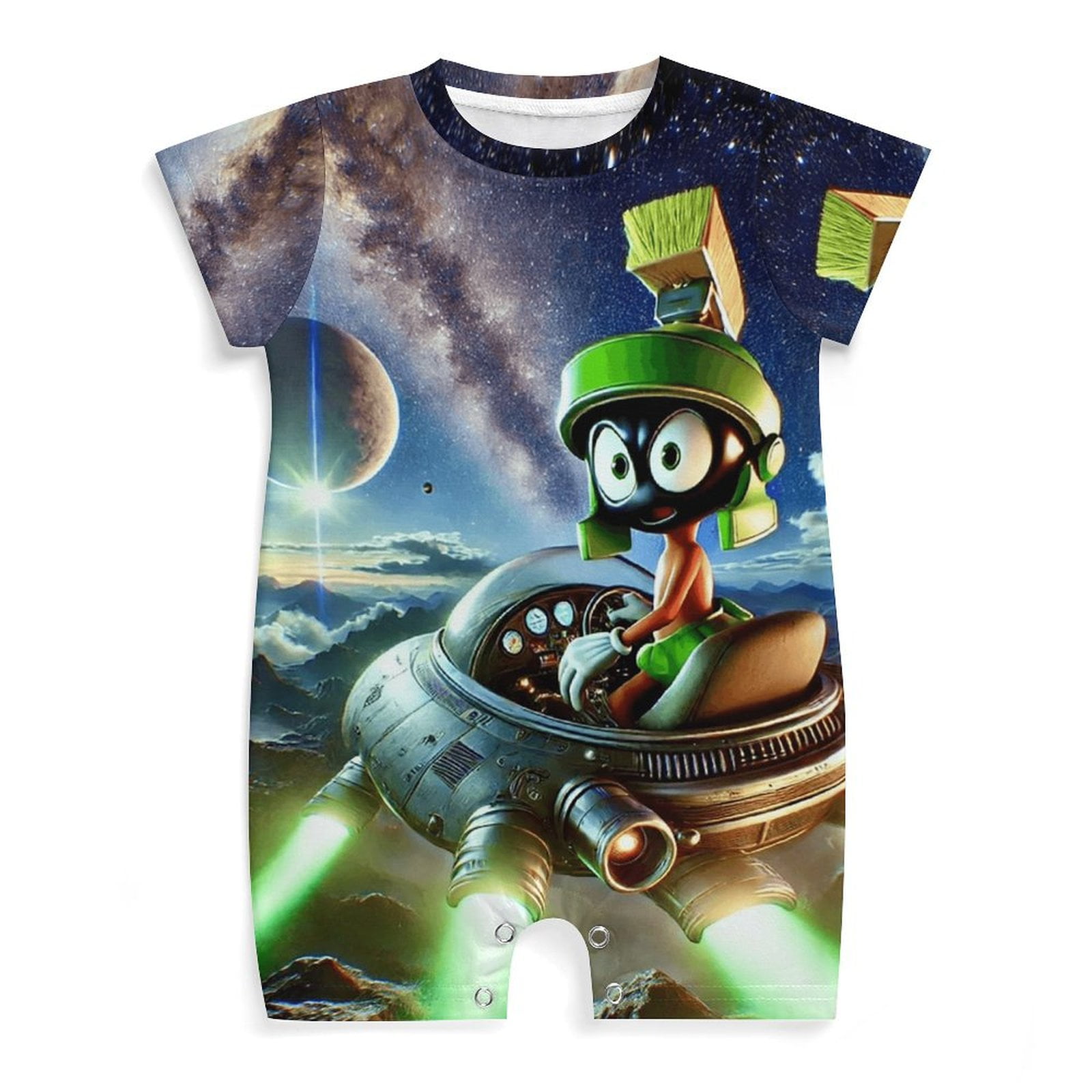 Looney Tunes Marvin The Martian Baby Boy Girl Short Sleeve Romper ...