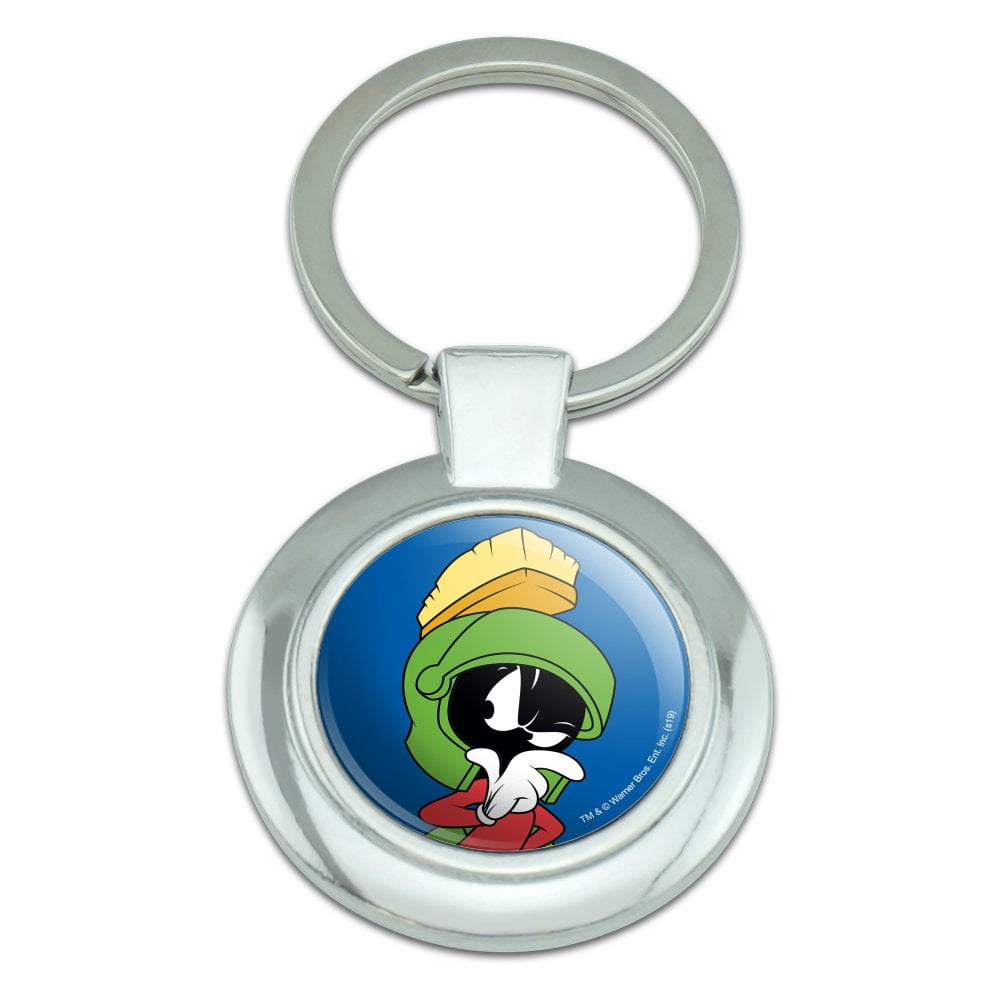 Looney Tunes Marvin The Martian Keychain Classy Round Chrome Plated ...