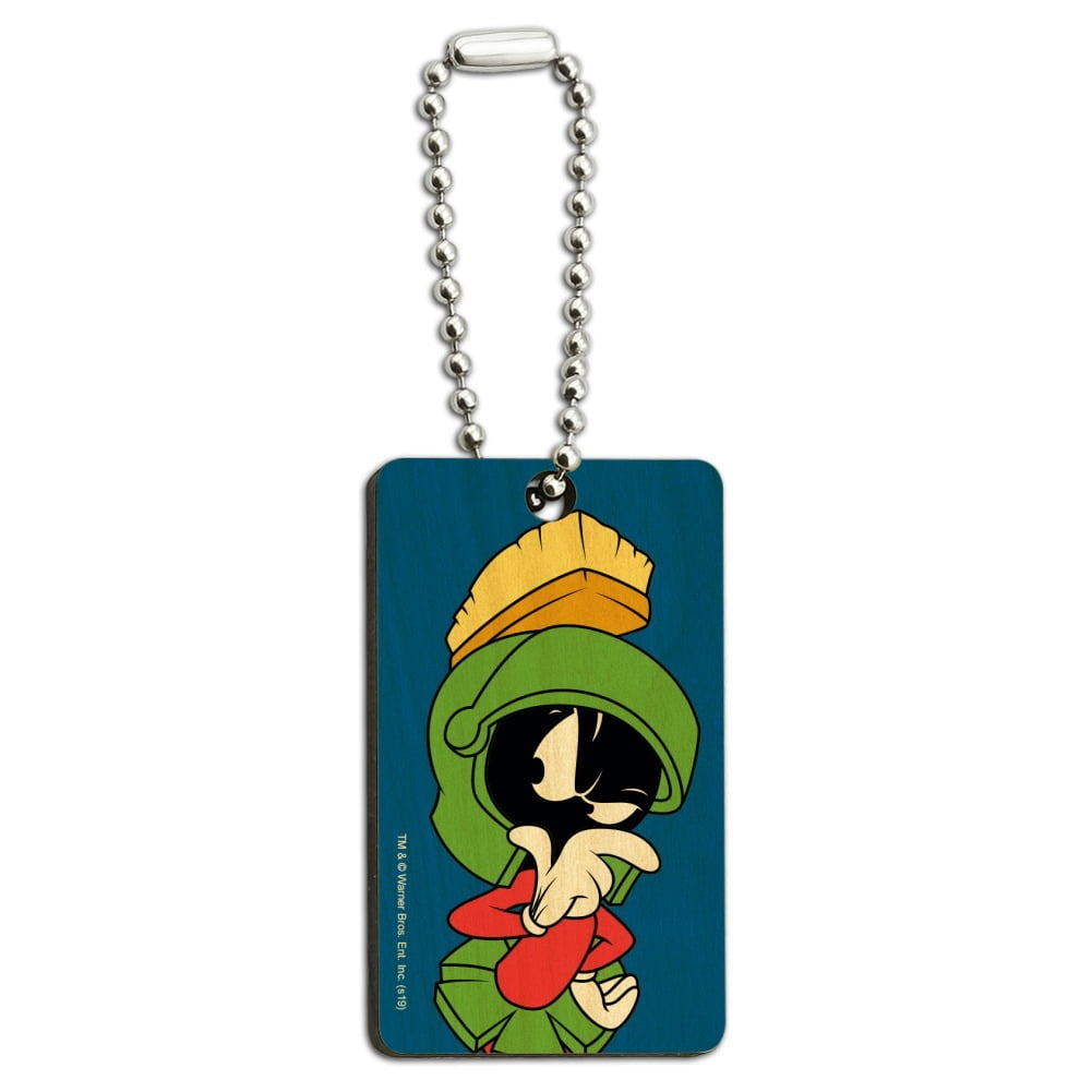 Looney Tunes Marvin The Martian Wood Wooden Rectangle Keychain Key Ring ...