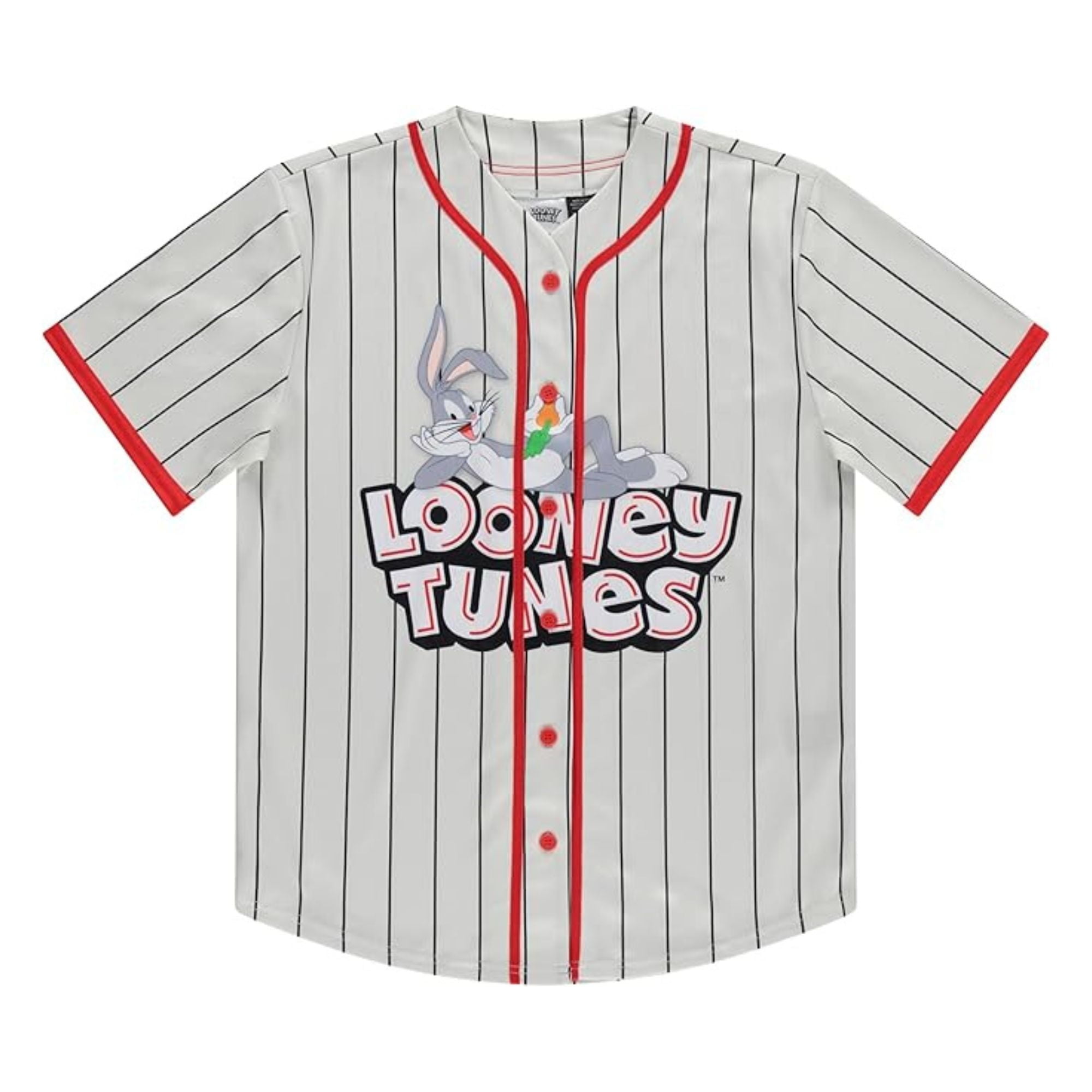 Looney Tunes Men's Baseball Jersey, Printed Classic Cartoon Stripe Bugs ...