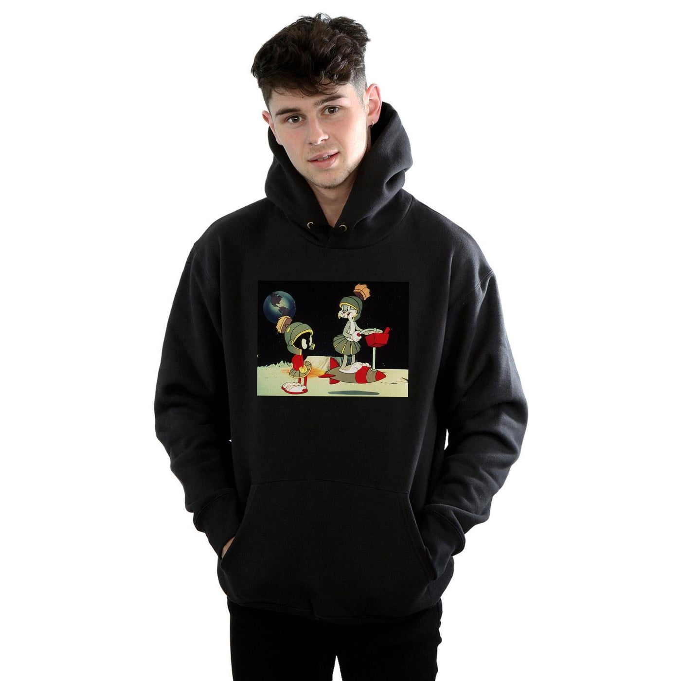 Looney Tunes Mens Bugs Bunny Spaced Hoodie