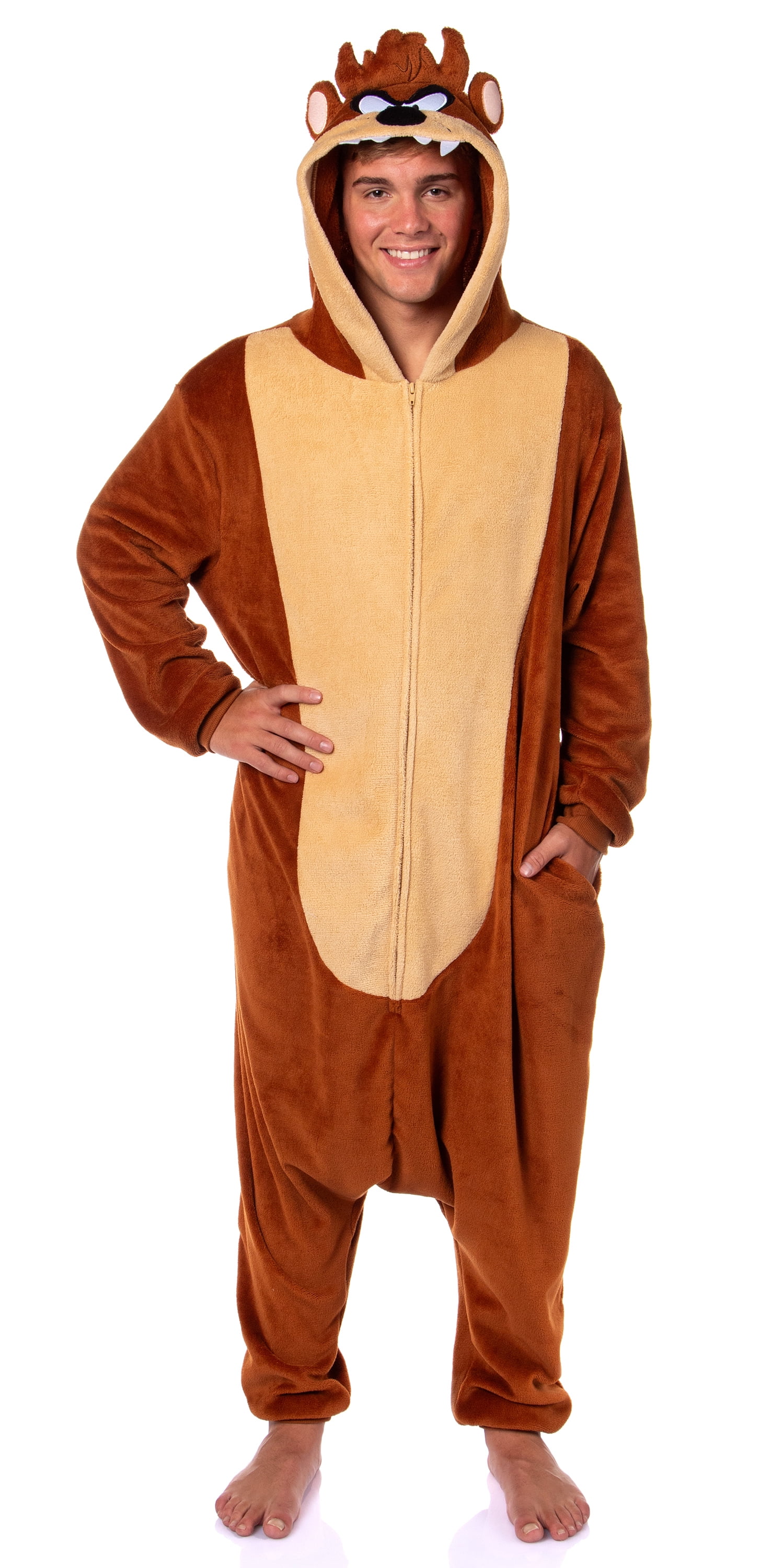 Looney Tunes Mens' Tasmanian Devil Taz Hooded Union Suit Costume Sleep ...