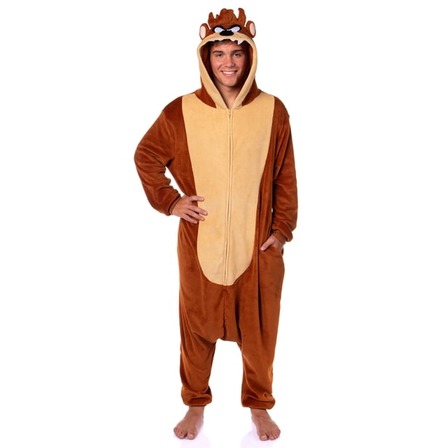 Looney Tunes Mens' Tasmanian Devil Taz Hooded Union Suit Costume Sleep ...