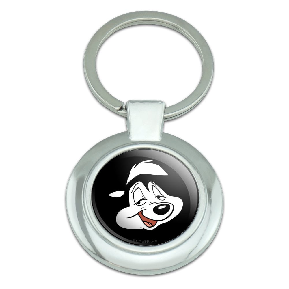 Looney Tunes Pepe Face Keychain Classy Round Chrome Plated Metal ...