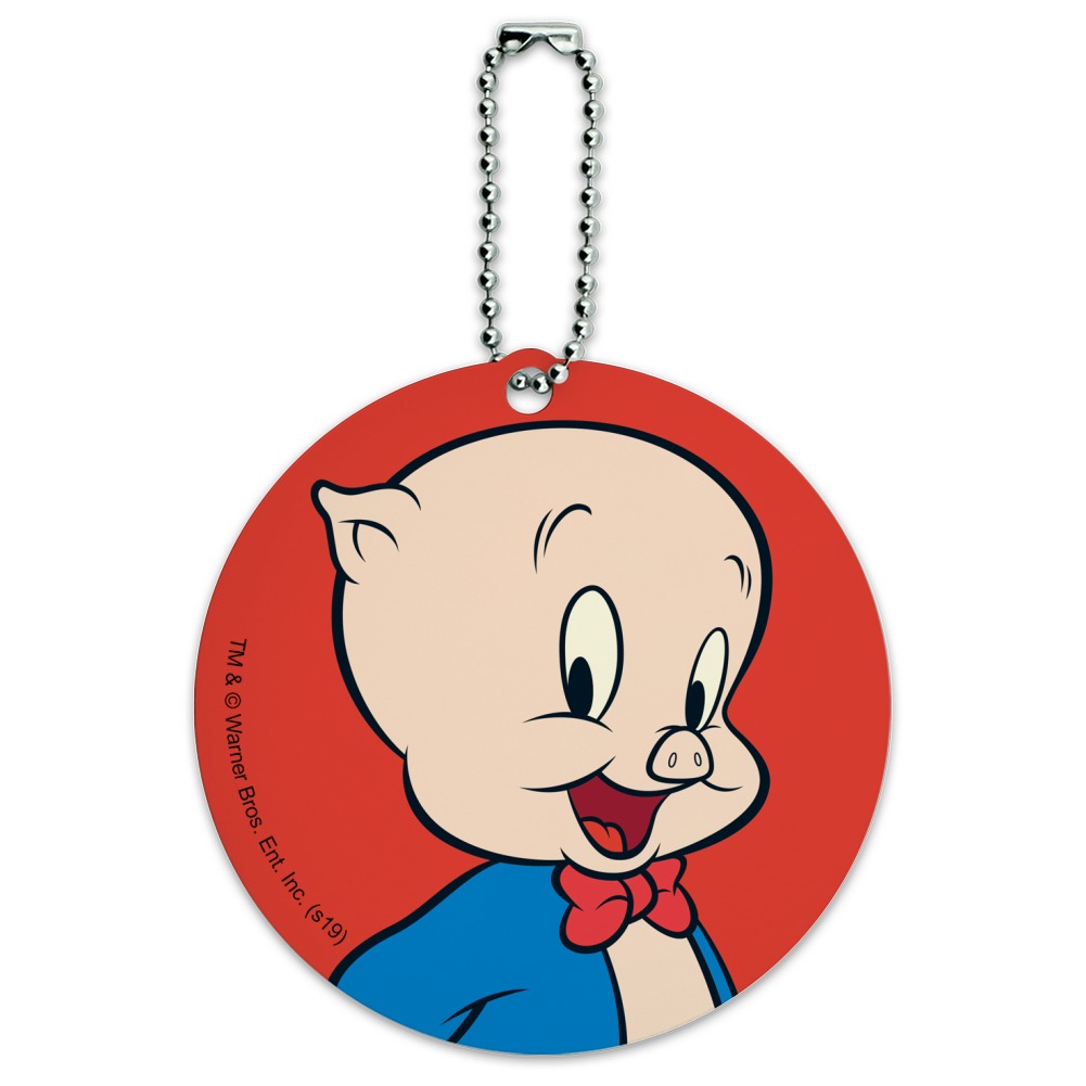 Looney Tunes Porky Pig Round Luggage ID Tag Card Suitcase Carry-On ...