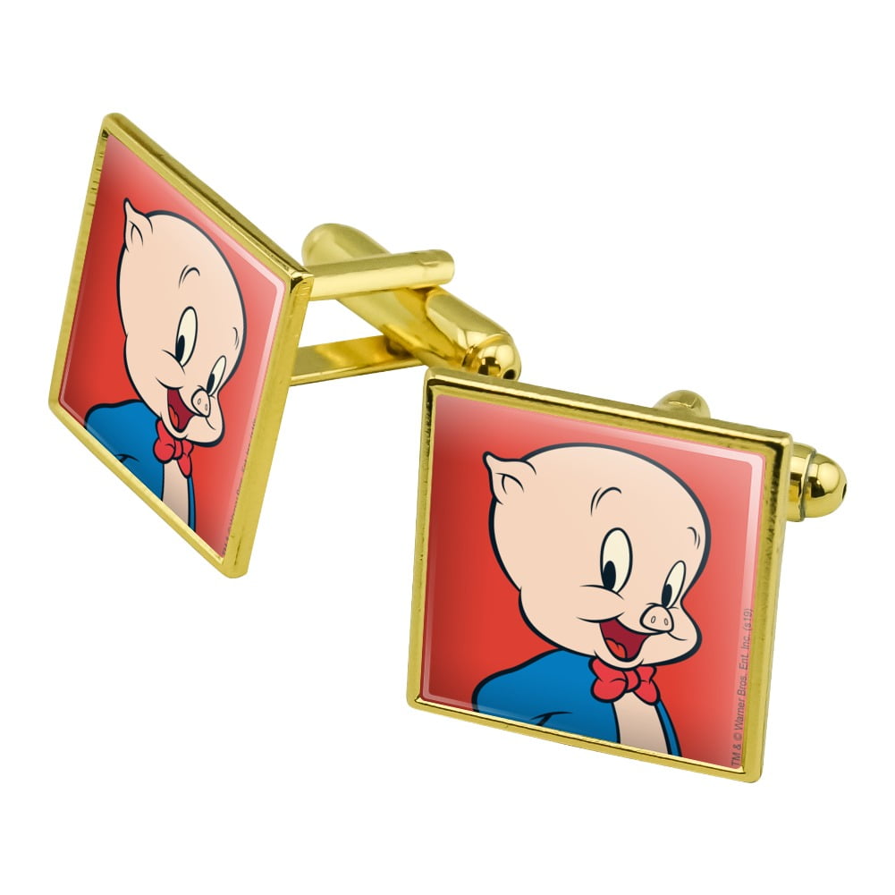 Looney Tunes Porky Pig Square Cufflink Set - Silver or Gold - Walmart.com