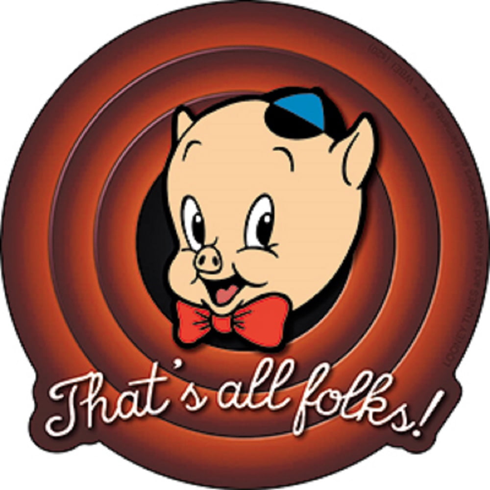 Original Famous Looney Tunes Porky Pig That's All Folks Sticker ...