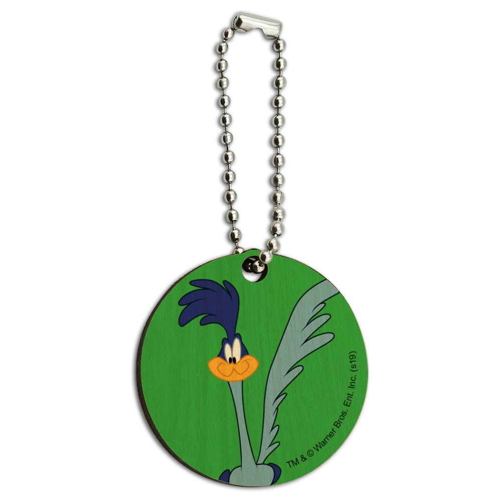 Looney Tunes Road Runner Wood Wooden Round Keychain Key Chain Ring ...