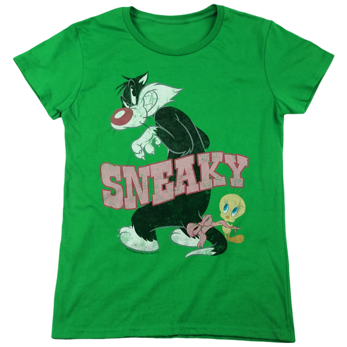 Looney Tunes Sneaky Women's T Shirt, Kelly Green, Medium - Walmart.com