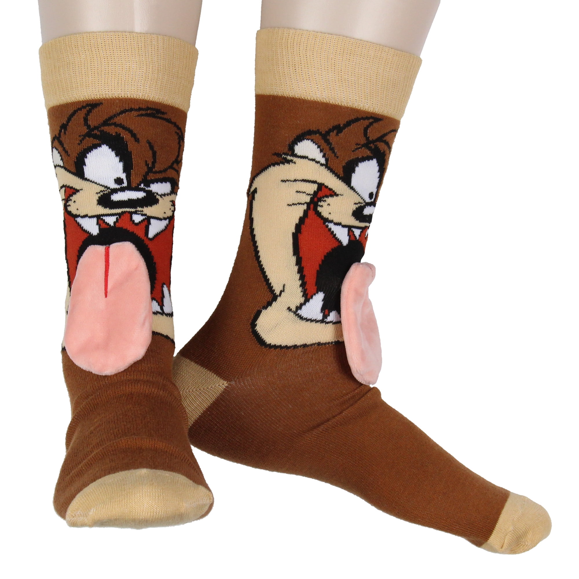 Looney Tunes Tasmanian Devil 3D Velvet Tongue Adult Costume Crew Socks ...