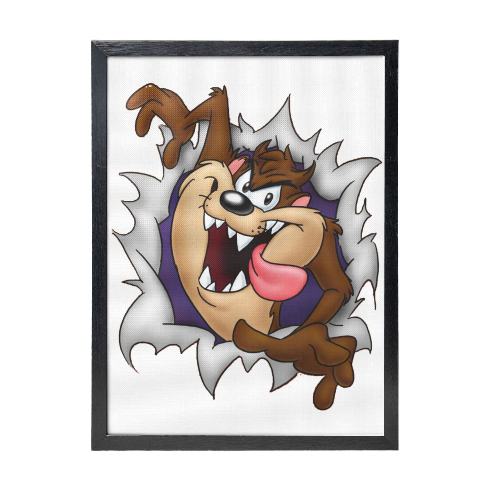 Looney Tunes Tasmanian Devil Taz Black Framed Canvas Wall Art Fashion ...