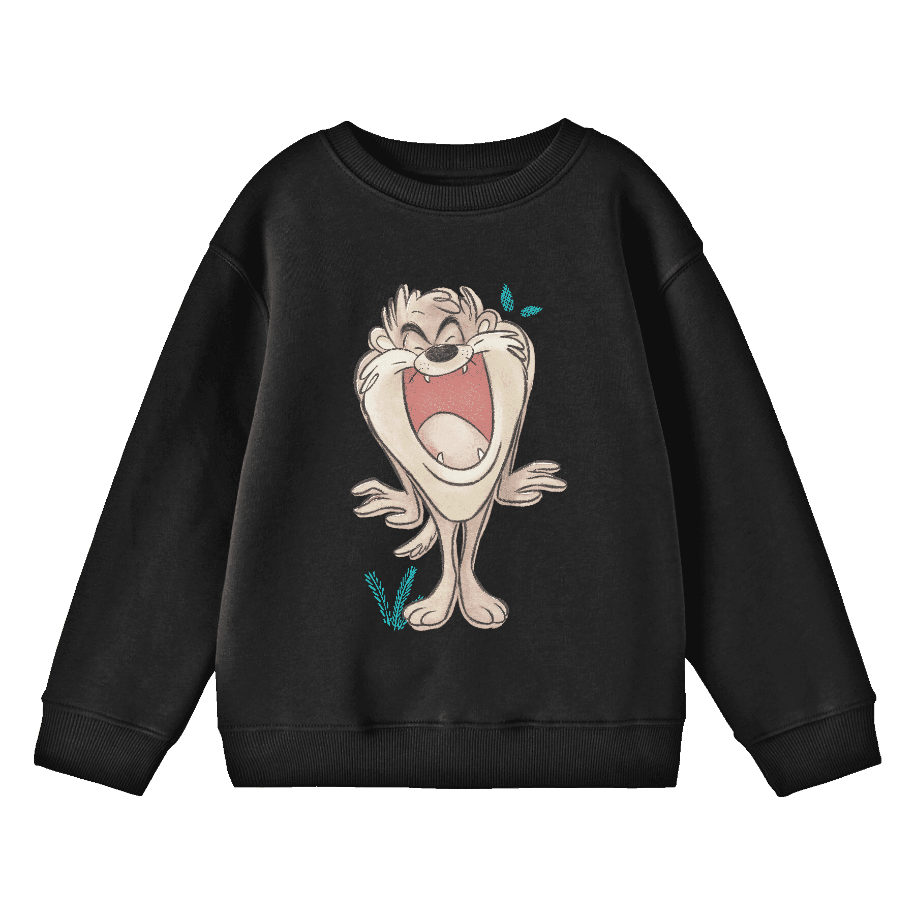 Looney Tunes Taz Being Happy Youth Black Crew Neck Sweatshirt-Small ...
