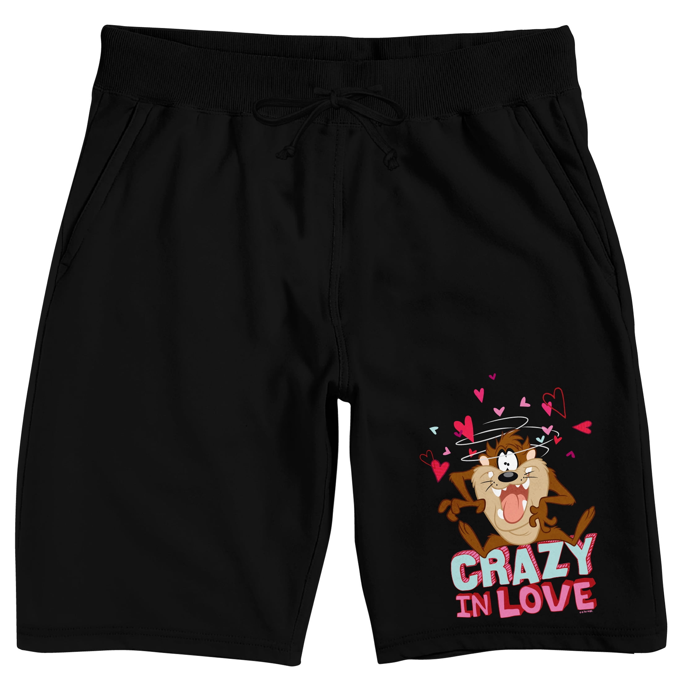 Looney Tunes Taz Crazy In Love Men's Black Sleep Pajama Shorts -Medium ...