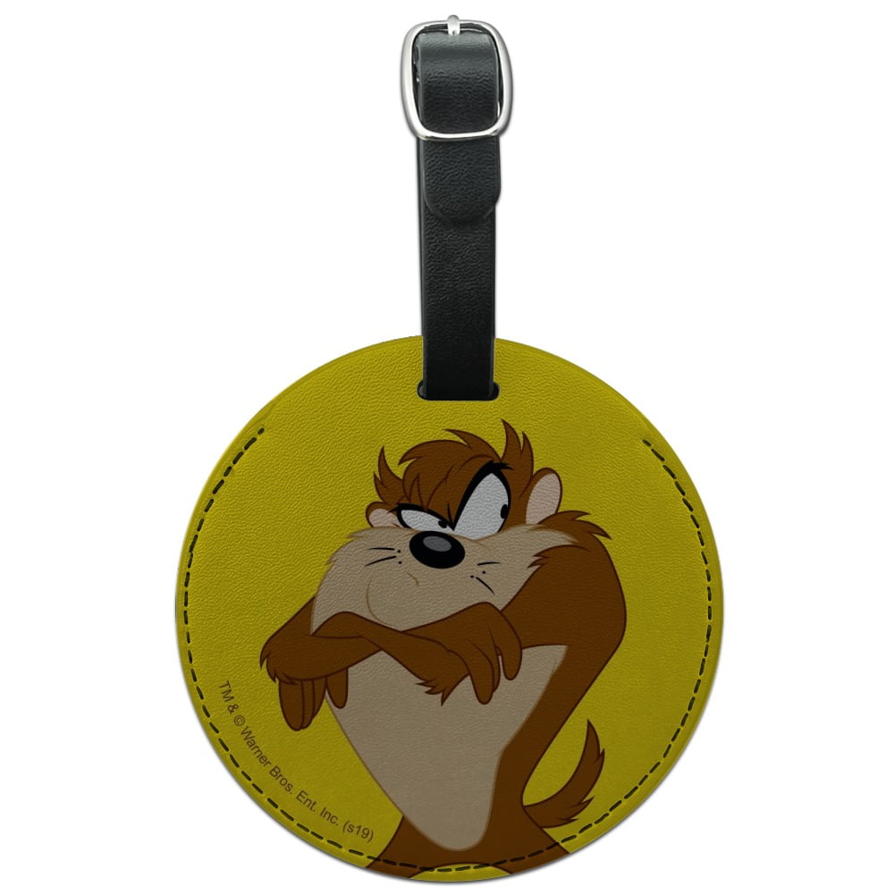 Looney Tunes Taz Round Leather Luggage Card Suitcase Carry-On ID Tag ...