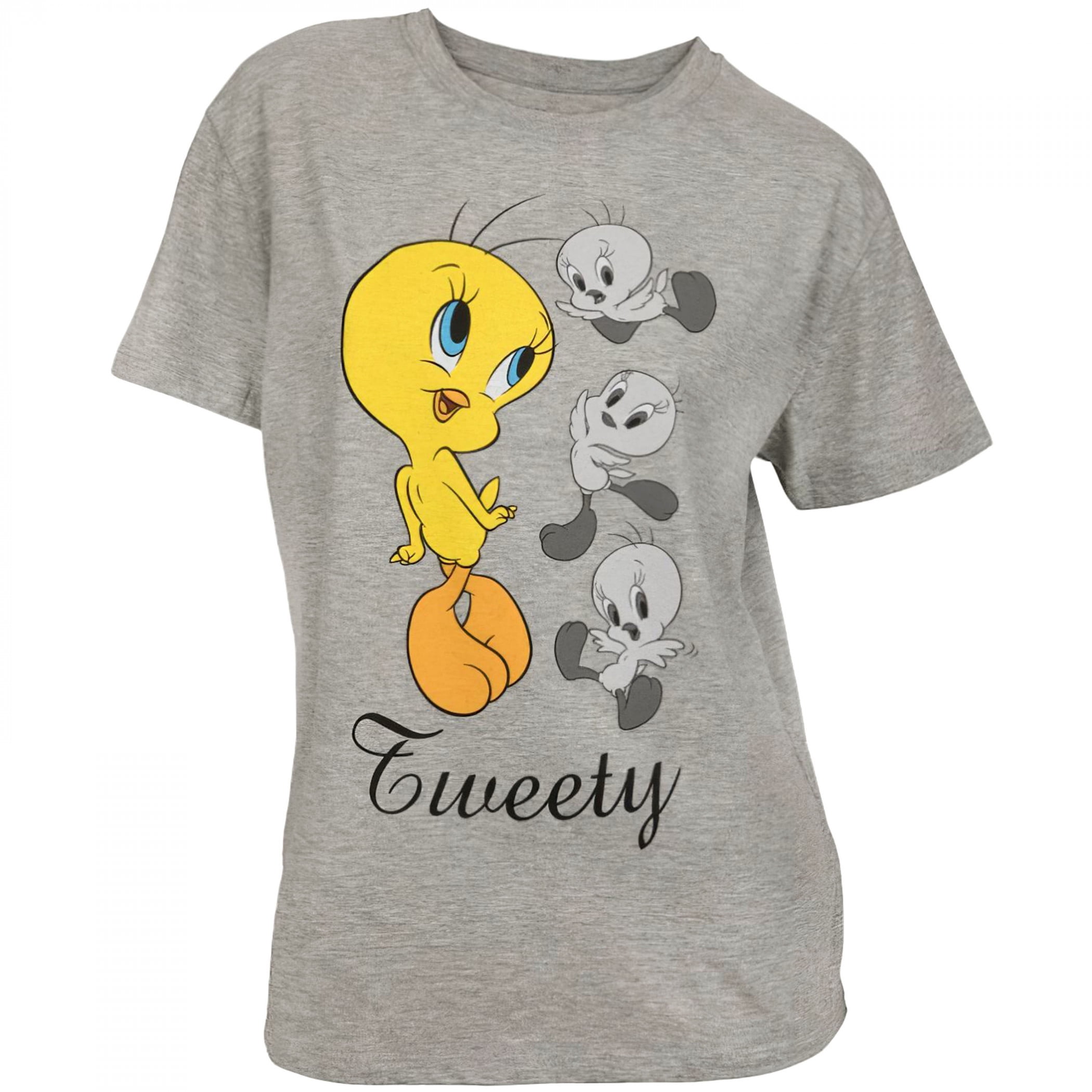 Looney Tunes Tweety Bird Cute Poses Juniors T-Shirt, Gray - Medium ...