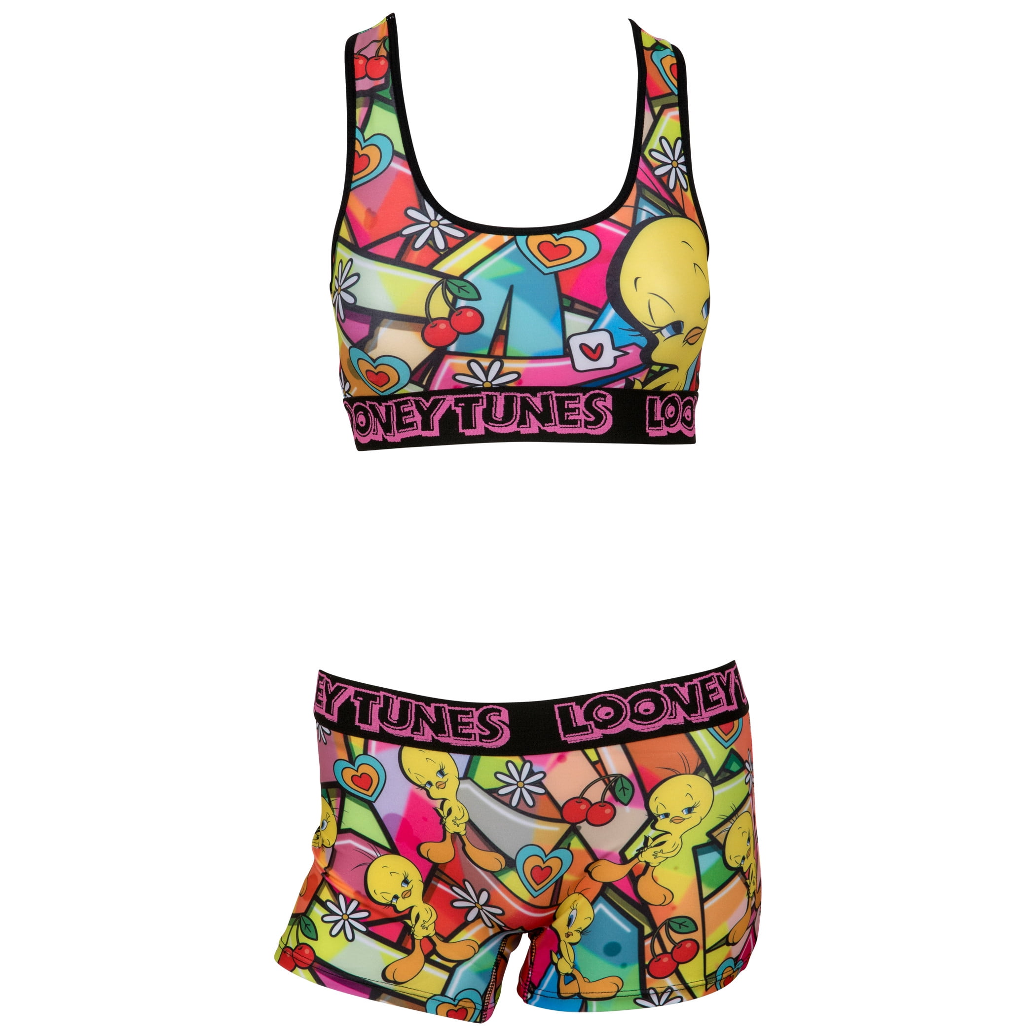 Looney Tunes Tweety Bird Graffiti Sports Bra and Boy Short Panty Set ...