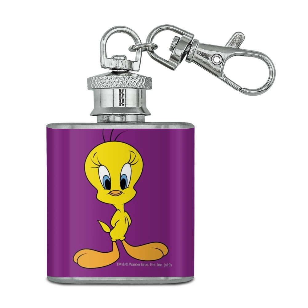 Looney Tunes Tweety Bird Stainless Steel 1oz Mini Flask Key Chain ...