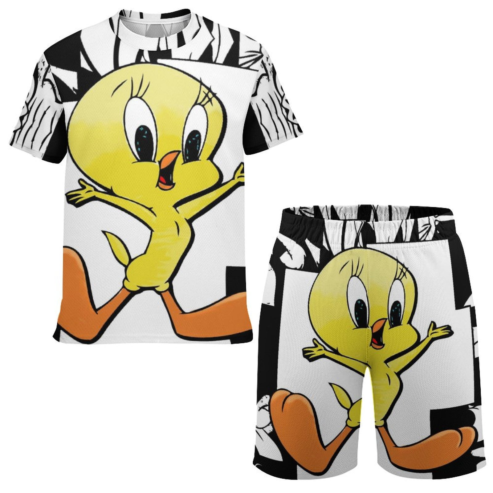 Looney Tunes Tweety Boys Girls Short Sleeve Mesh T-Shirt And Shorts ...