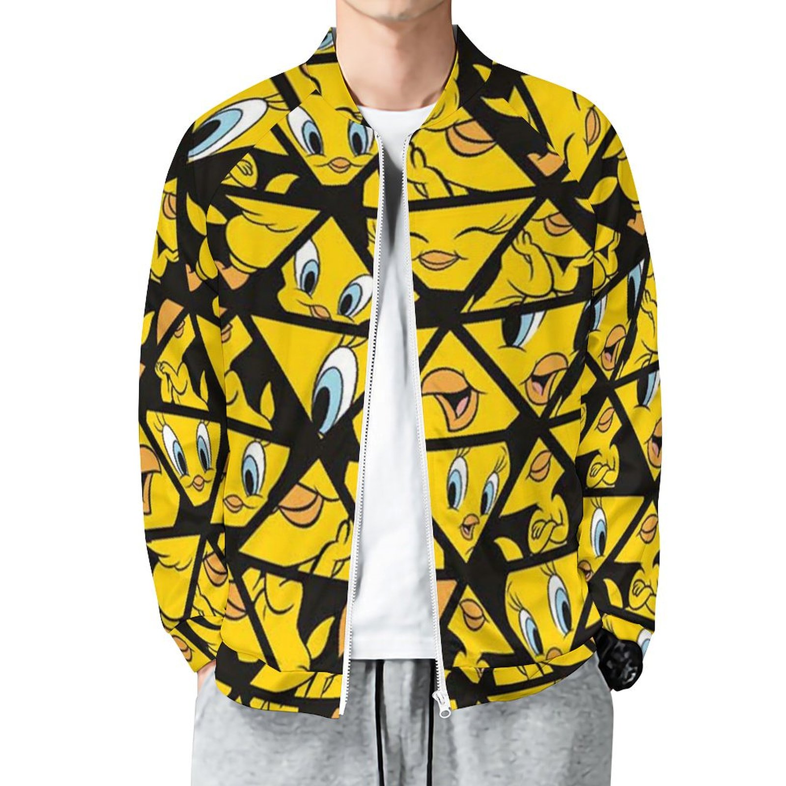 Looney Tunes Tweety Fashion Jacket Mens Windbreaker Coat Lightweight ...