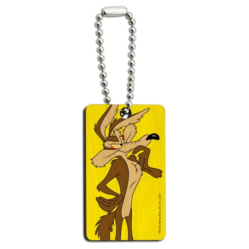 Looney Tunes Wile E Coyote Wood Wooden Rectangle Keychain Key Ring ...