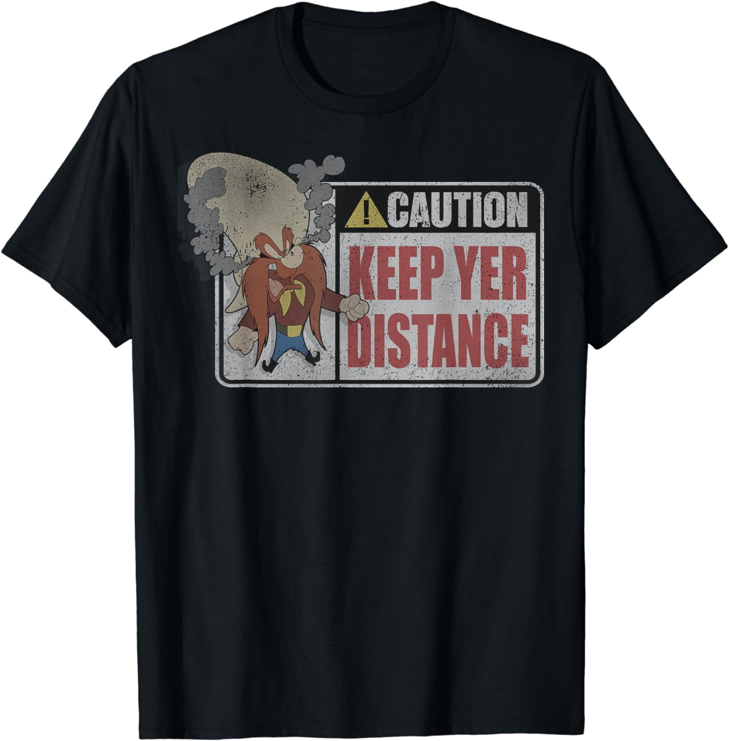 Looney Tunes Yosemite Sam Caution Keep Yer Distance T-Shirt - Walmart.com