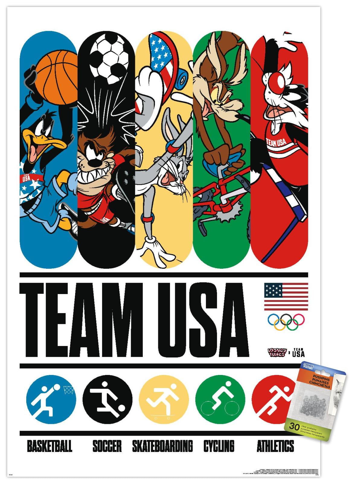 Looney Tunes x Team USA - Bars Wall Poster with Pushpins, 22.375" x 34 ...