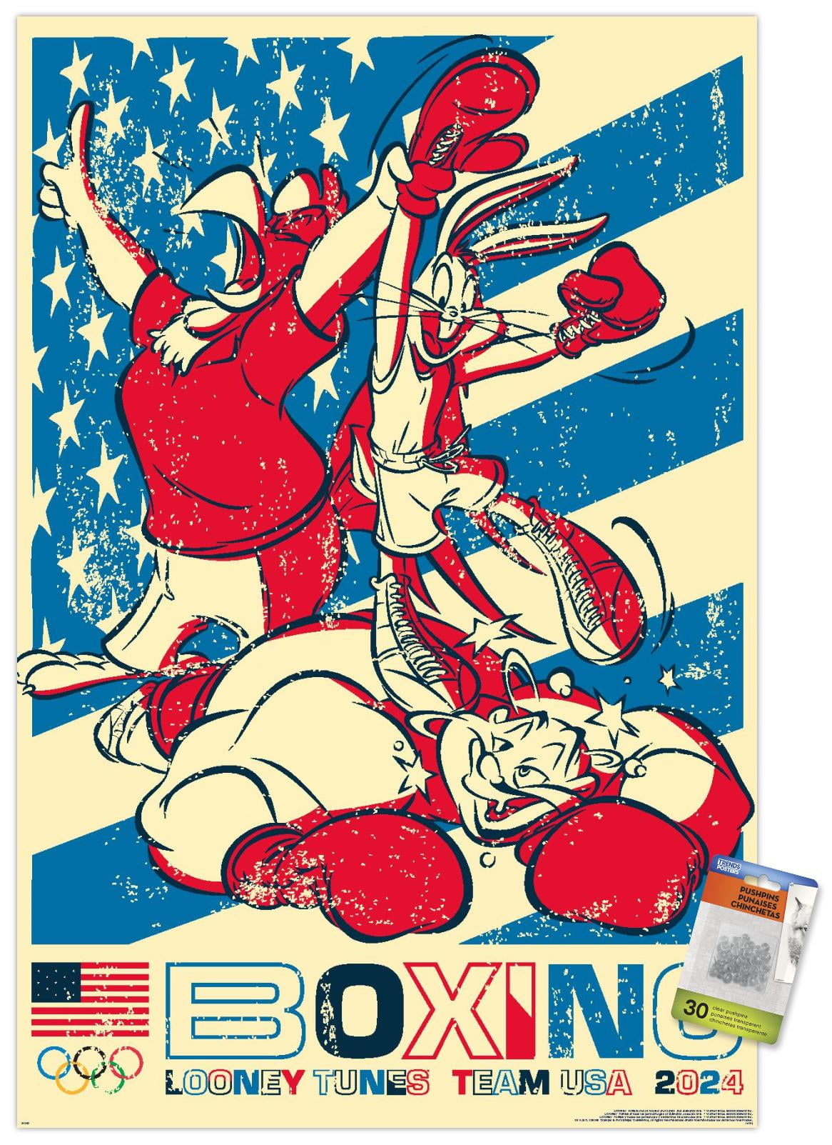 Looney Tunes x Team USA - Boxing Wall Poster with Pushpins, 22.375" x ...