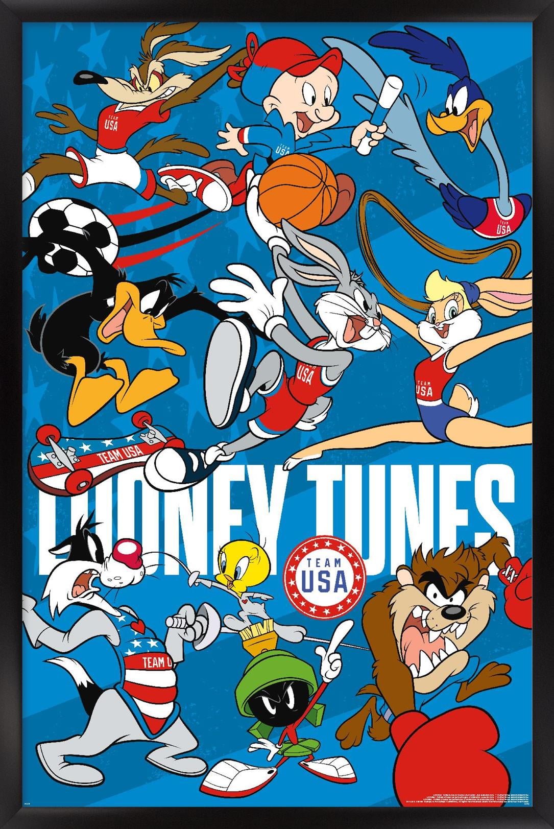 Looney Tunes x Team USA - Group Wall Poster, 22.375" x 34" Framed ...