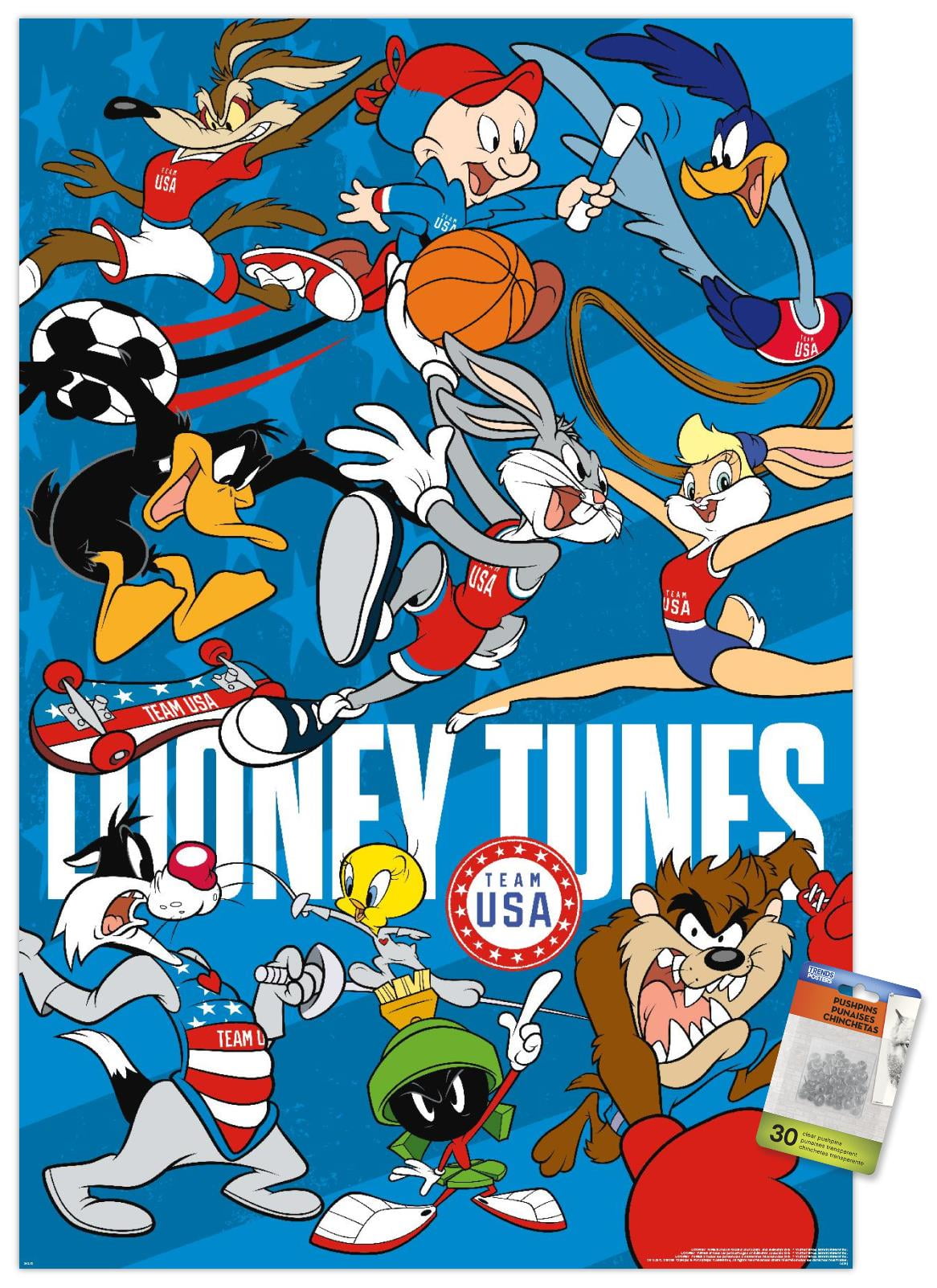 Looney Tunes x Team USA - Group Wall Poster with Pushpins, 22.375" x 34 ...