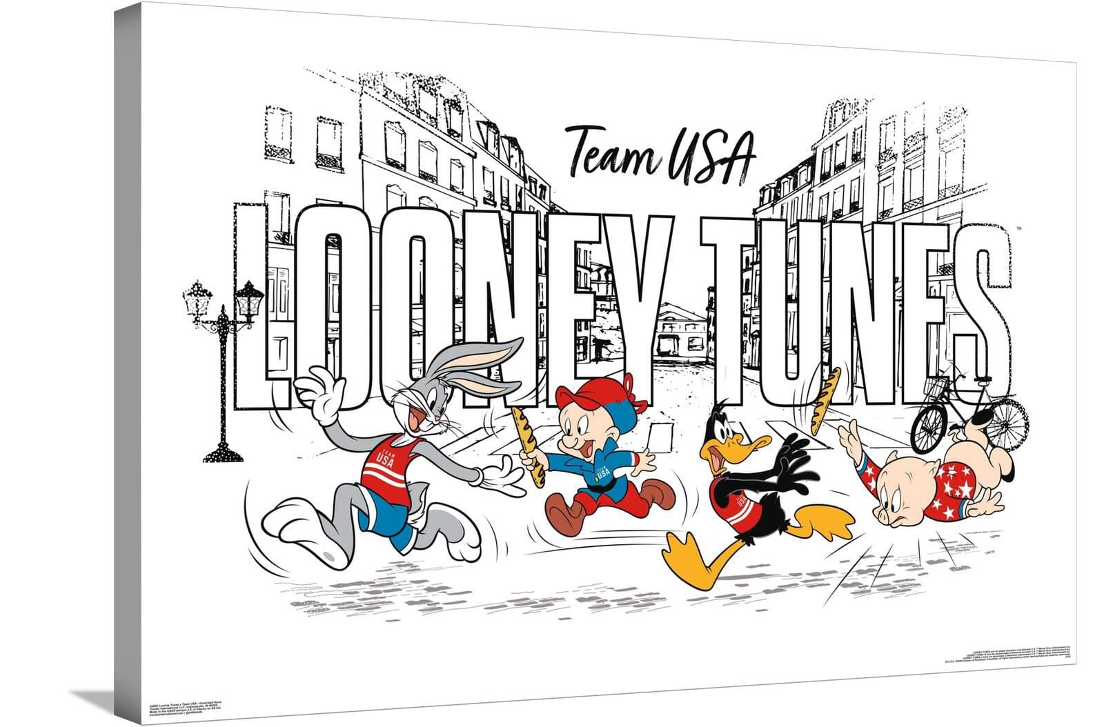 Looney Tunes x Team USA - Illustrated Race Canvas Wall Poster, 22.375 ...