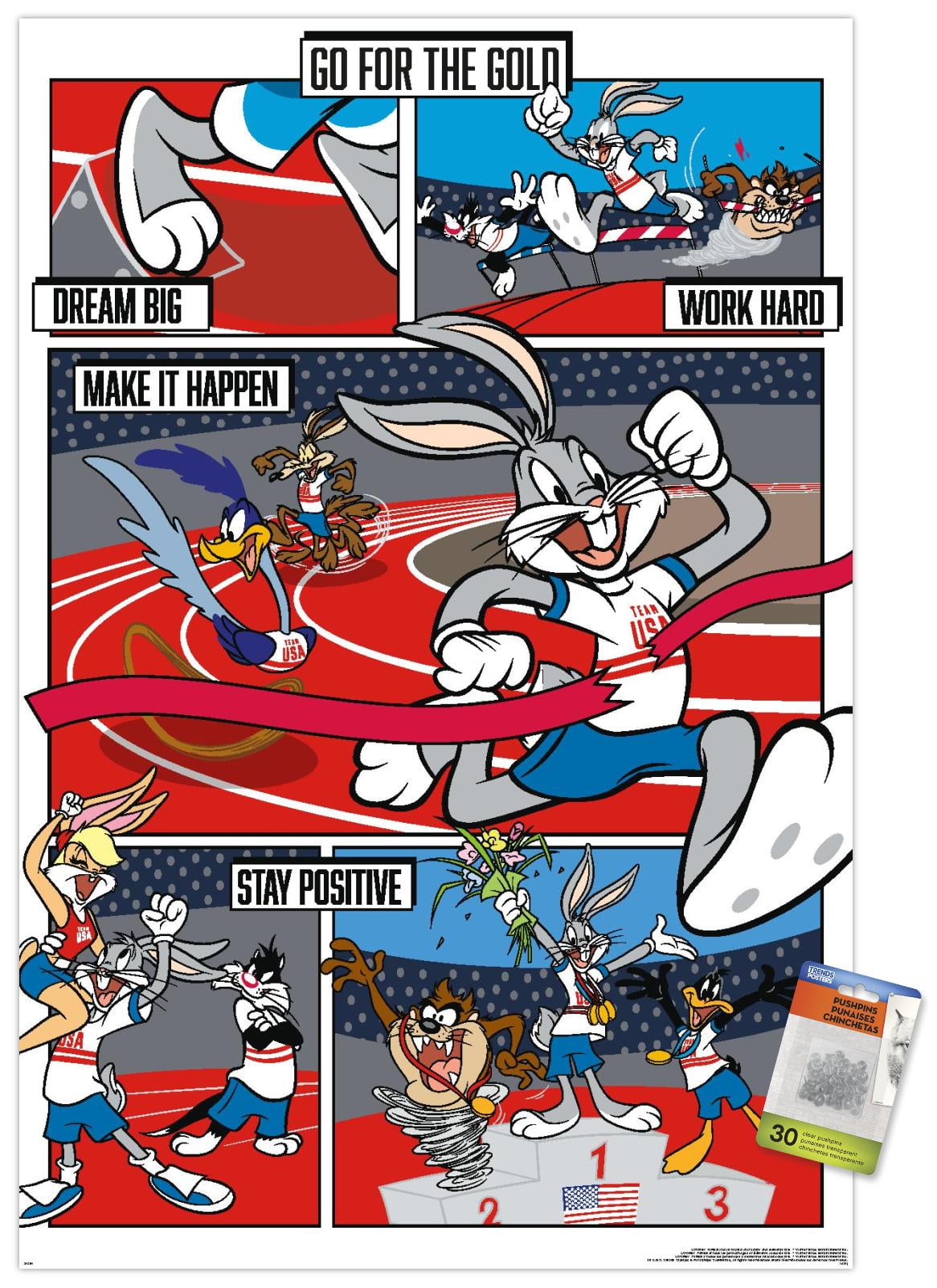Looney Tunes x Team USA - Track and Field Wall Poster with Pushpins, 22 ...