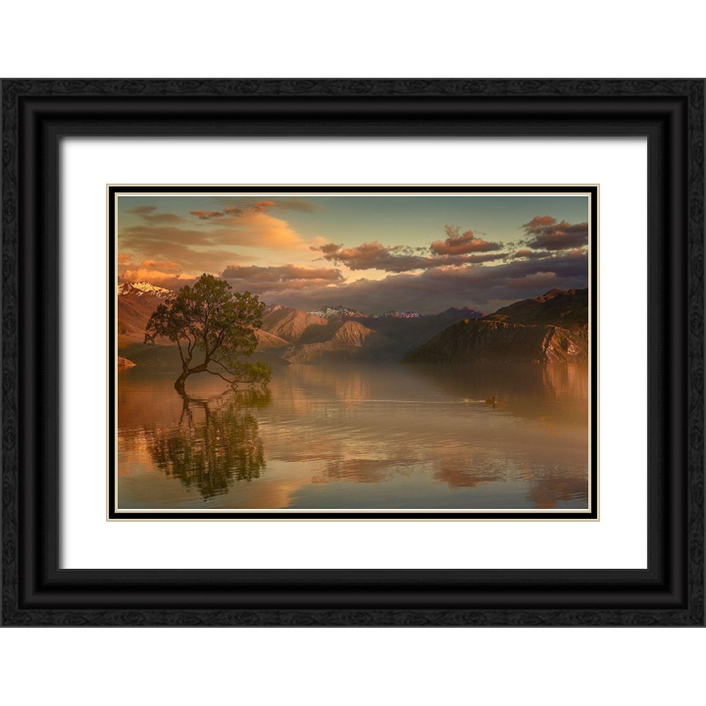 Loong, Stanley 24x17 Black Ornate Wood Framed with Double Matting ...