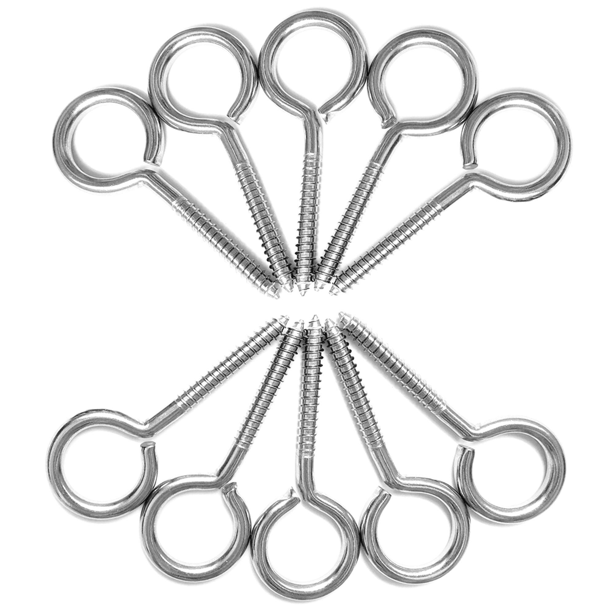 Loooontye 4.2mm Thread Dia 65mm Length Eyelet Screw Eye Hook Silver ...