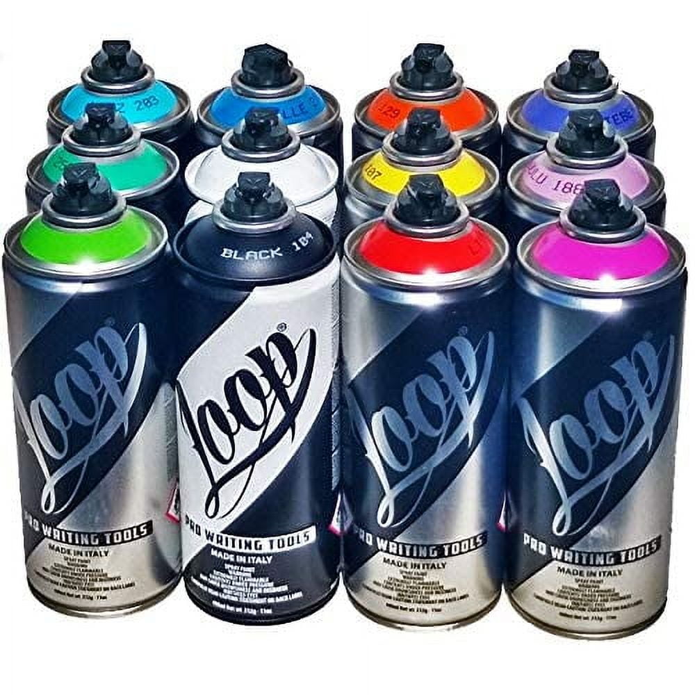 Loop Aerosol Art Spray Paint Set of 12 400ml Cans - Popular Colors - Walmart.com