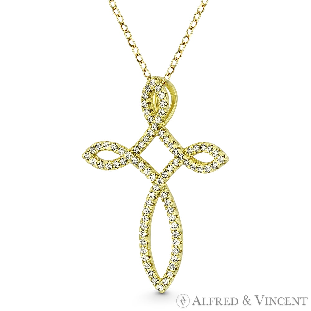 Loop Cross Cubic Zirconia CZ Crystal Pave 36x26mm (1.4x1in) Christian ...