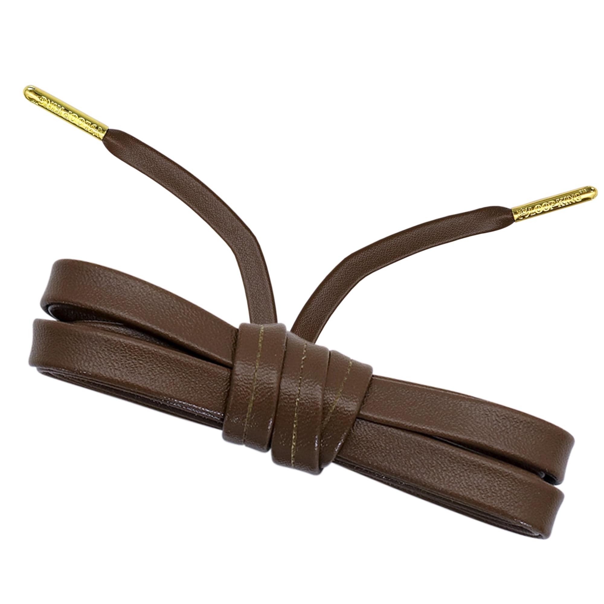 Loop King Laces 1 Pair Luxury Leather Brown Shoe Laces with Gold Tips ...