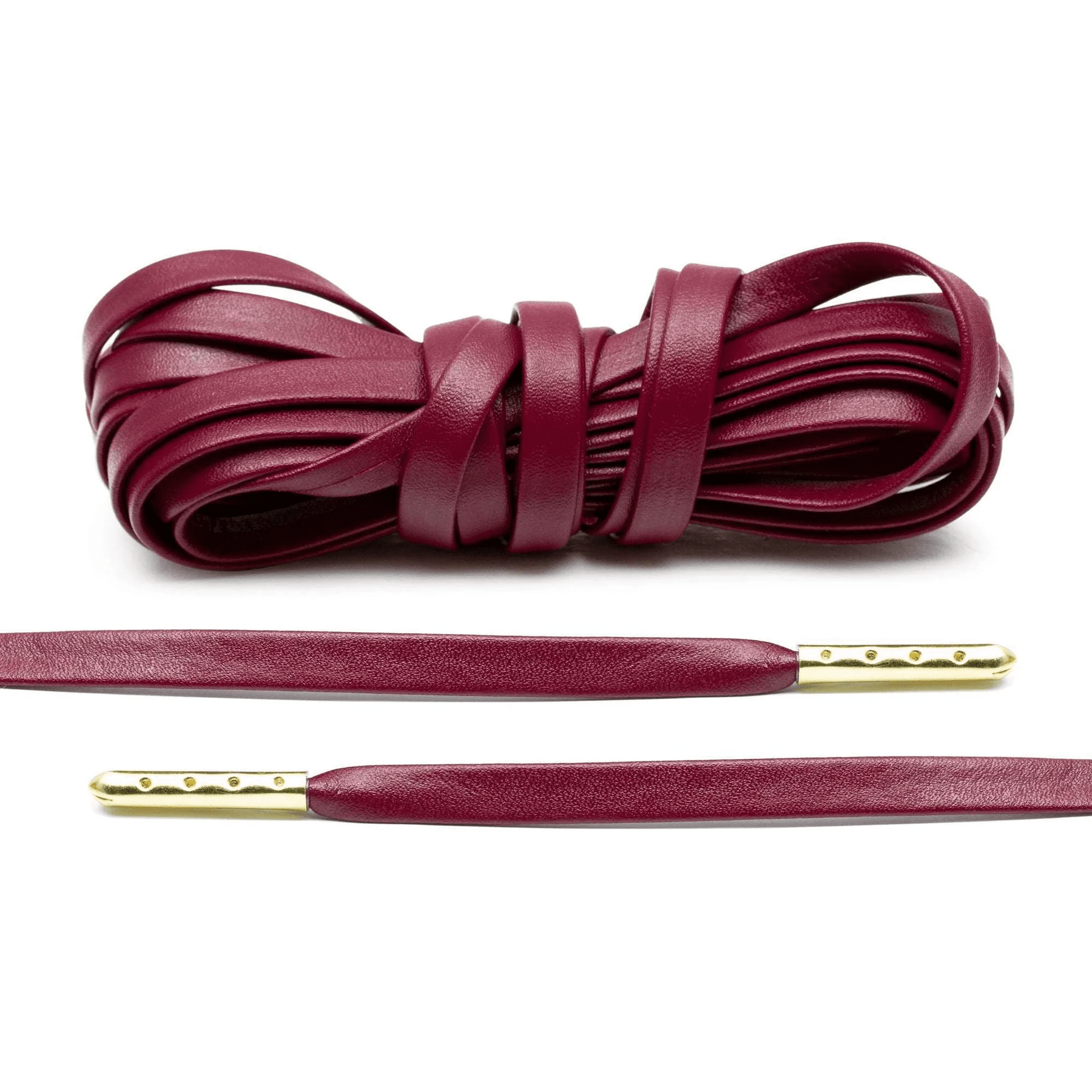 Loop King Laces 1 Pair Luxury Leather Burgundy Shoe Laces with Gold ...