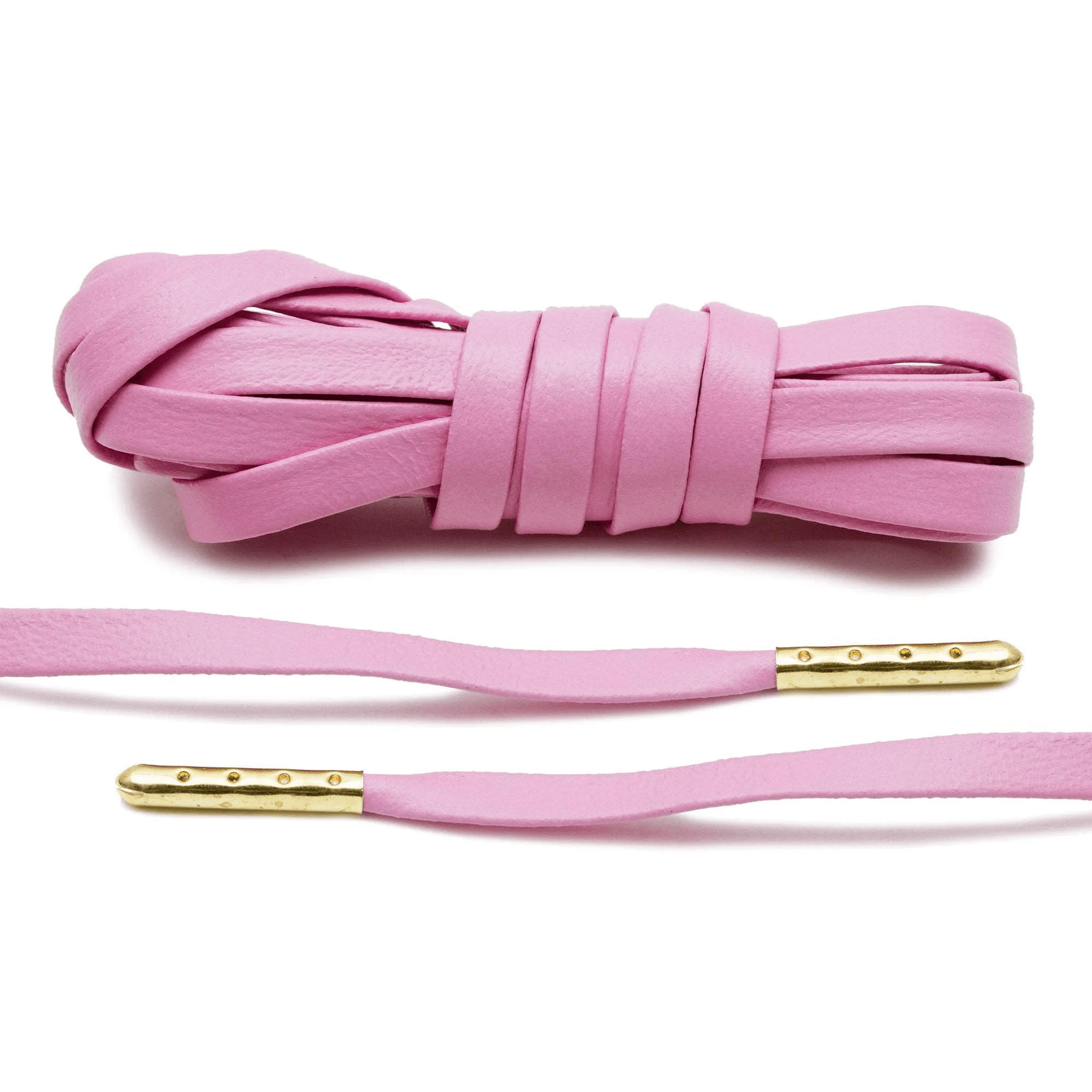 Loop King Laces 1 Pair Luxury Leather Light Pink Shoe Laces with Gold ...